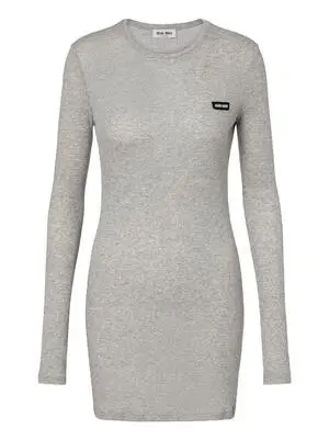 Miu Miu Cotton Jersey Minidress - Grey