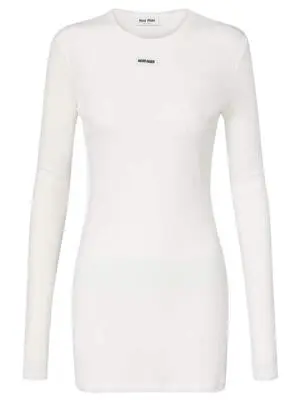 Miu Miu Cotton Jersey Minidress - White
