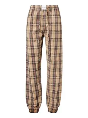 Attico Checked Cotton Flannel Cargo Pants - Beige