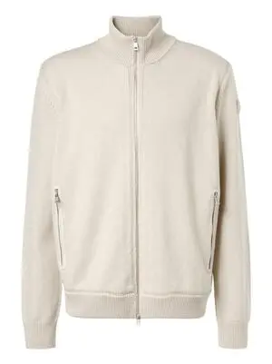 Moncler Wool Zip-up Sweater - Beige