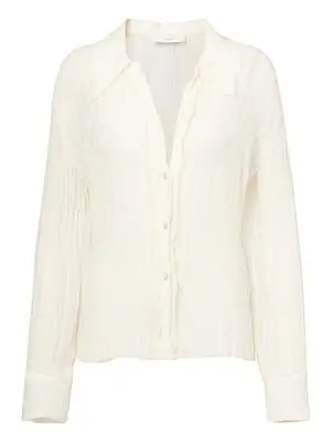 Vince Striped Semi-Sheer Shirt Beige