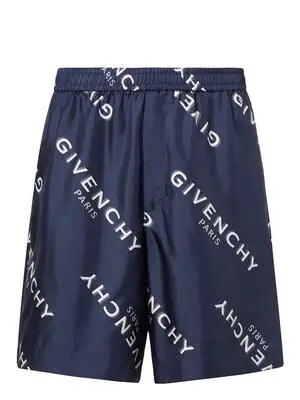 Givenchy Shadow Silk Bermuda Shorts Blue