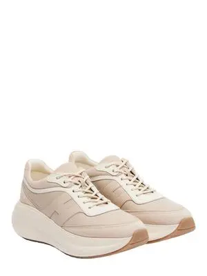 Hogan H696 Leather Platform Sneakers - Beige
