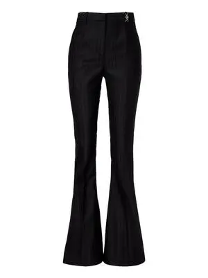 Versace Embellished Pinstripe Wool Flared Pants - Black