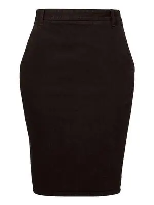 Saint Laurent Cotton Pencil Skirt - Brown