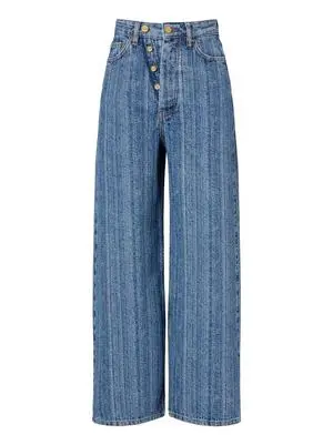 GANNI Striped Wide-leg Jeans - Blue