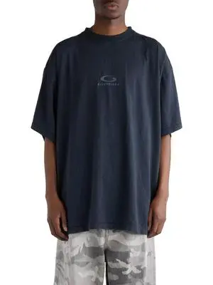 Balenciaga Loop Sports Icon Oversize Cotton T-shirt - 1041 Faded Washed Black