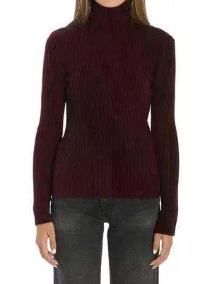 Max Mara Ribbed High-neck Sweater - Red