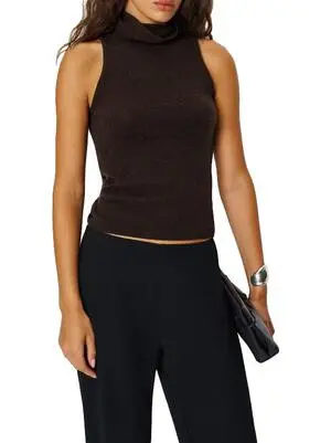 REFORMATION Marcy Sleeveless Cashmere Turtleneck Sweater - Compost