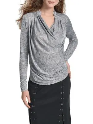 Dkny Foil Drape Top Graphite