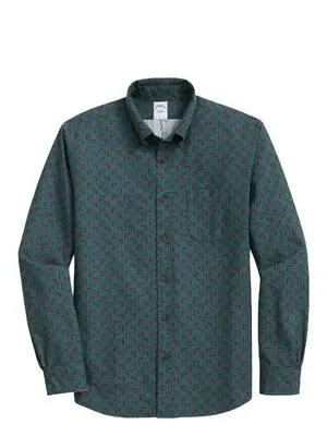 Brooks Brothers Friday Regular Fit Print Cotton Poplin Button-down Shirt - Green