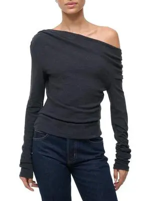 Staud Philomena One-shoulder Top - Charcoal