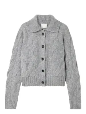 ALLUDE Cable-knit Cashmere And Silk-blend Cardigan