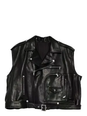 Rick Owens Cropped Leather Jacket - Black
