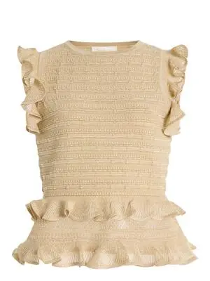 Zimmermann Hypnotic Metallic Lace Knit Halter Top - Gold