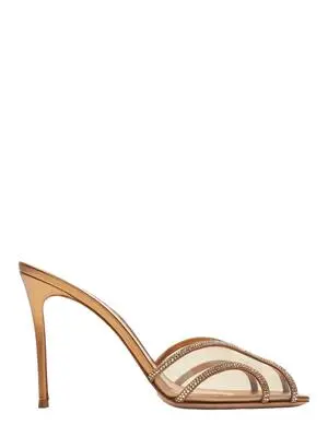 GIANVITO ROSSI Crystal Embellished Mules - Gold