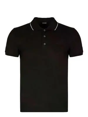 Zegna Ribbed-collar Polo Shirt - Black
