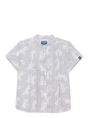 SPORT B. BY AGNÈS B. Mandarin Collar Striped Shirt - White