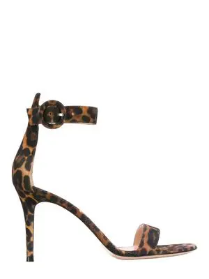 GIANVITO ROSSI Portofino Leopard Sandals - Brown