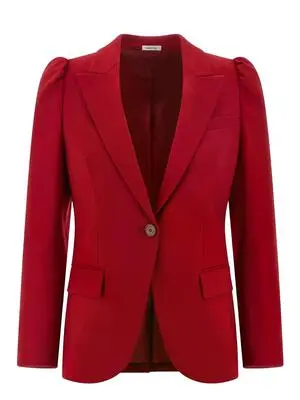 Alexander McQueen Puff-sleeve Single-breasted Blazer - Red