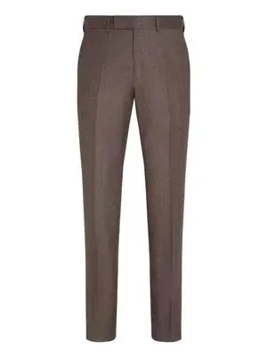 Zegna Mélange-effect Trousers - Brown