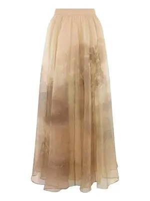 Zimmermann Memento Organza Maxi Skirt - Brown