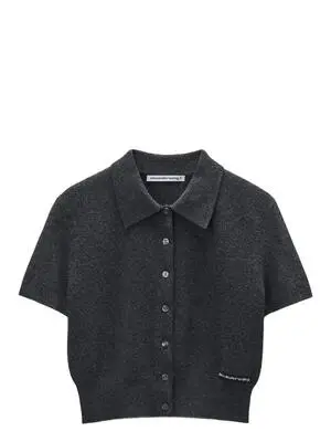Alexander Wang Logo Patch Polo-collar Cardigan - Black