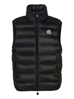 Moncler Quilted Gilet With Logo Patch - Black