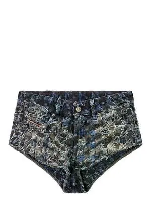 DIESEL Houndstooth Tie-dye Denim Shorts - Blue