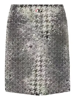 DIESEL® Jacquard Houndstooth Midi Skirt - Black