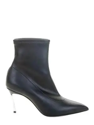 Casadei Metallic Heel Pointed-toe Boots - Black