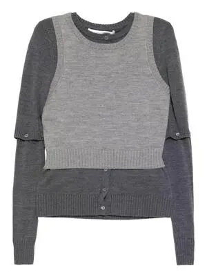 Rokh Layered Cardigan Top - Grey