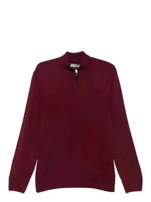 Canali High-neck Zip-front Sweater - Red