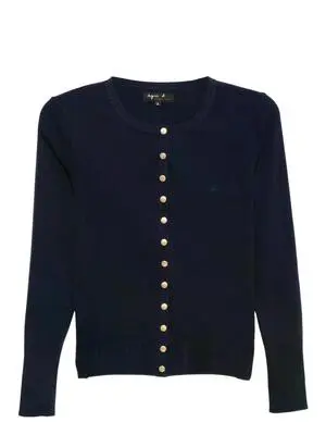 AGNÈS B. Logo Snap Cardigan - Blue