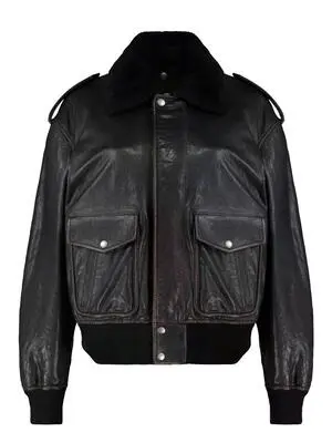 Saint Laurent Lambskin Bomber Jacket - Black