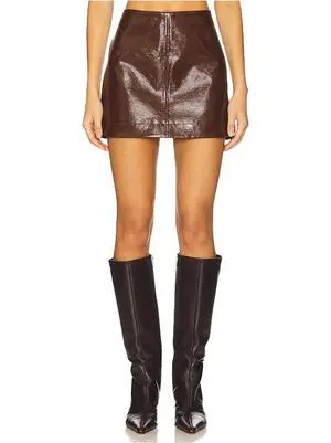 SIMONMILLER Nini Faux Patent Skirt - Hazelnut