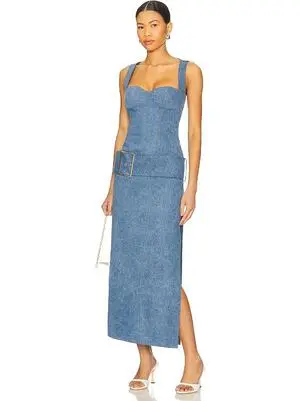 ROWEN ROSE Abito Midi Dress - Denim