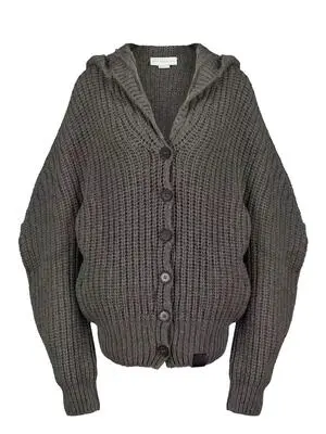Stella McCartney Hooded Ribbed Knit Cardigan Grey