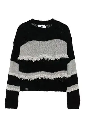 Izzue Knitted Crew Neck Top - Black