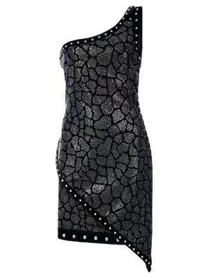 BALMAIN Studded One-Shoulder Mini Dress