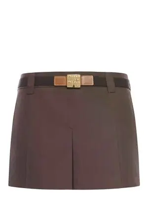 Miu Miu Cotton Mini Skirt - Brown