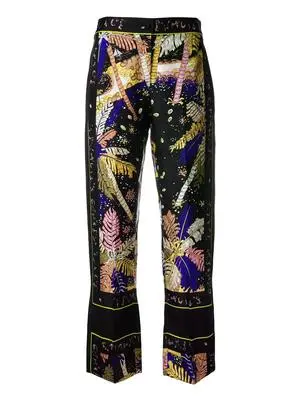 Emilio Pucci Feather Motif Cropped Trousers - Black