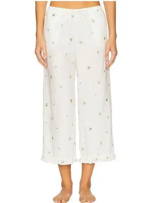 WeWoreWhat Ruffle Pull-on Pant - Embroidery Floral Ivory