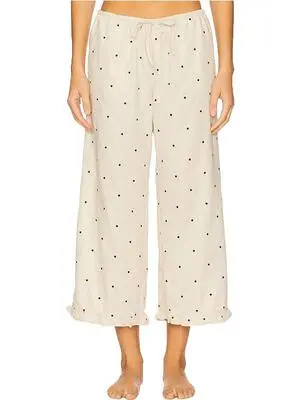 WeWoreWhat Ruffle Pull-on Pant - Embroidery Polka Dot Oat & Black