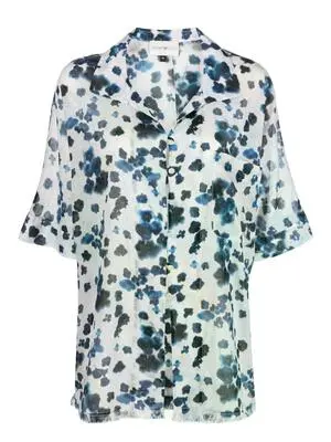 Emporio Armani Abstract-print Cotton Shirt - Blue