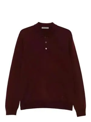 Corneliani Polo-neck Long-sleeve Polo Shirt Red