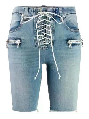 BEN TAVERNITI UNRAVEL PROJECT Lace-up Denim Shorts - Blue