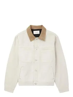 FRAME Suede-trimmed Cotton-canvas Jacket - Neutrals
