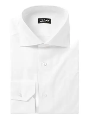 Zegna Cutaway-collar Cotton-piqué Shirt - White
