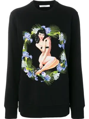 Givenchy Pin-up Birds Of Paradise Print Sweatshirt - Black